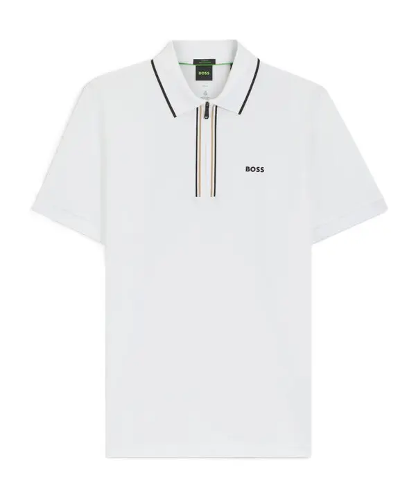 Hugo Boss Zip Placket Polo Shirt - White