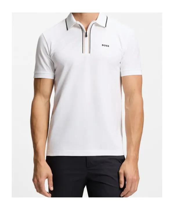 Hugo Boss Zip Placket Polo Shirt - White