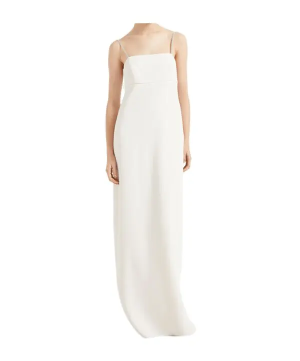Brunello Cucinelli Square Neck Crepe Dress With Metallic Straps