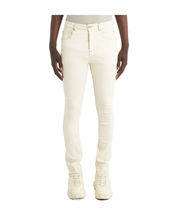Rick Owens Contrast-stitched Slim-fit Chinos - White