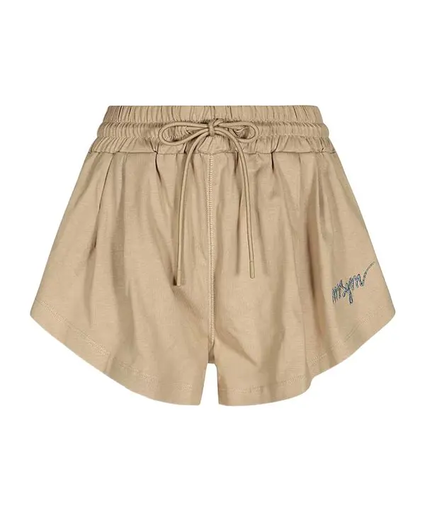 MSGM Logo Embroidered Drawstring Shorts - Nude