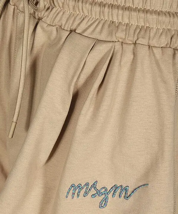 MSGM Logo Embroidered Drawstring Shorts - Nude