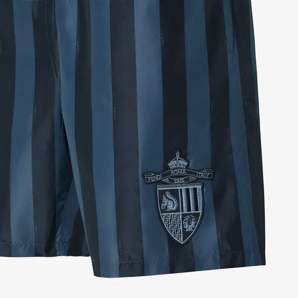 Fendi Striped Drawstring Swim Shorts - Blue
