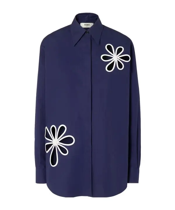 Fendi Long Sleeved Shirt With Cut-out Detail - Blue