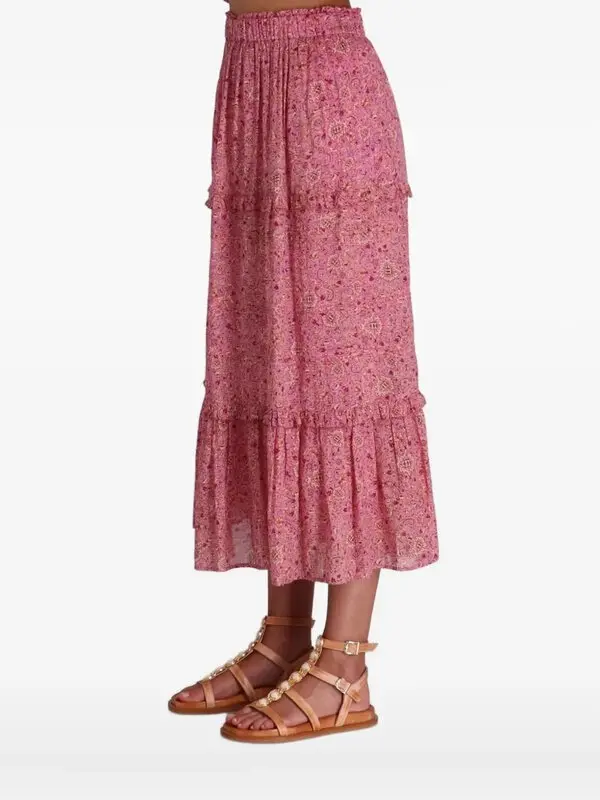 Isabel Marant Étoile Ruffled Print Long Skirt - Pink