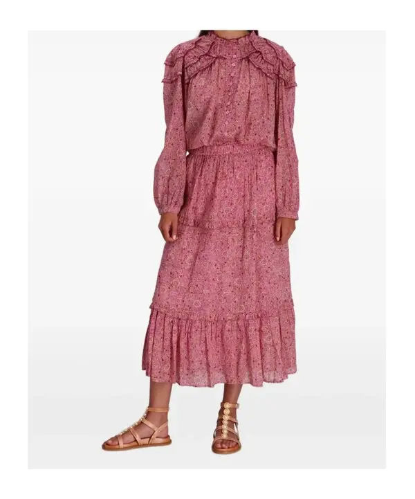Isabel Marant Étoile Ruffled Print Long Skirt - Pink