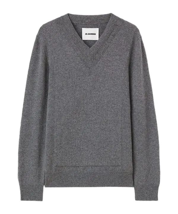 JIL SANDER V-neck Ribbed Jumper - Black