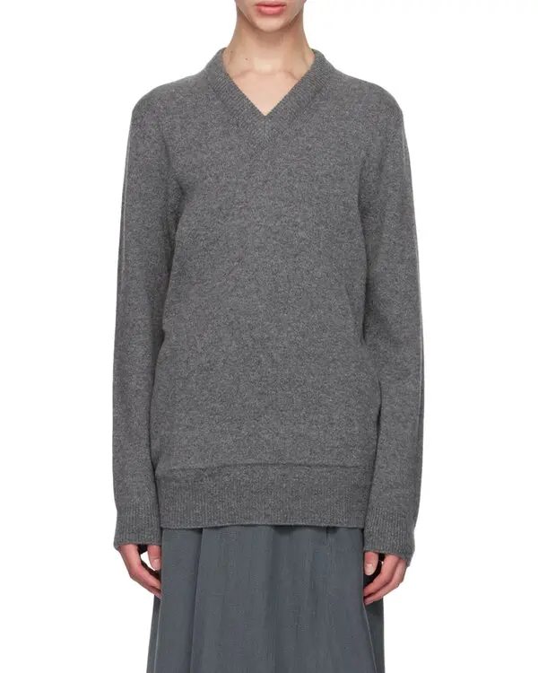 JIL SANDER V-neck Ribbed Jumper - Black