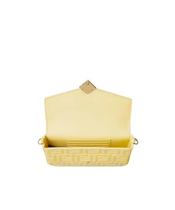 Fendi Embossed Chain Wallet - Yellow