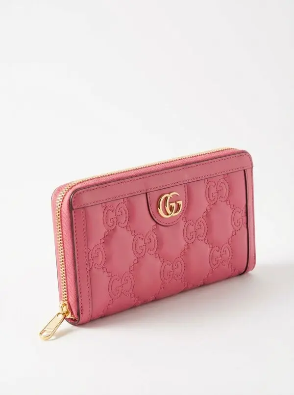 Gucci Gg Matelassé Zip-around Wallet - Red