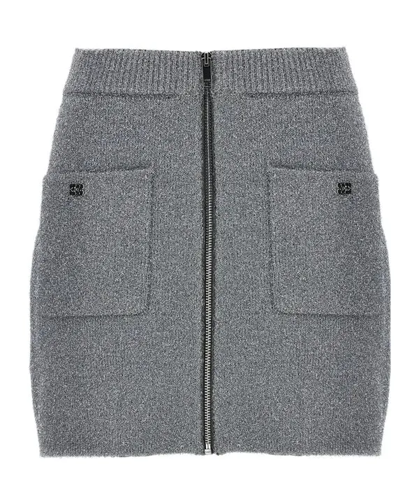 GANNI Zip-up Knit Mini Skirt - Grey