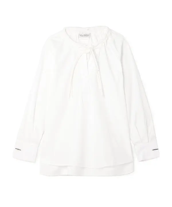 Max Mara Long-sleeved Blouse With Pleats And Pendant Silhouette - White