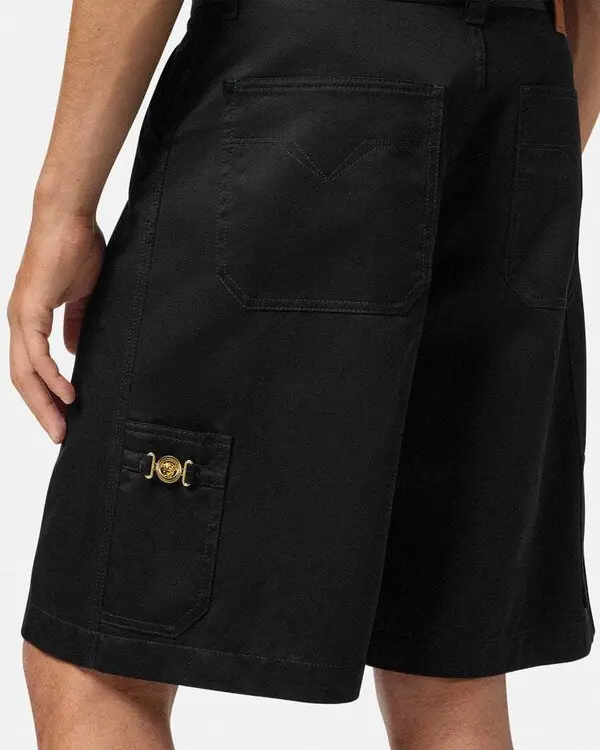 Versace Logo Patch Knee-length Shorts