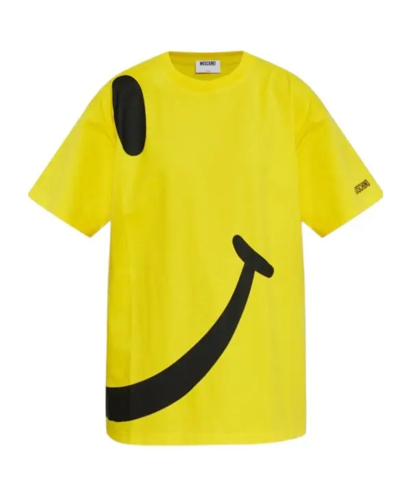 Moschino Smiley Face Printed Crewneck T-shirt - Yellow