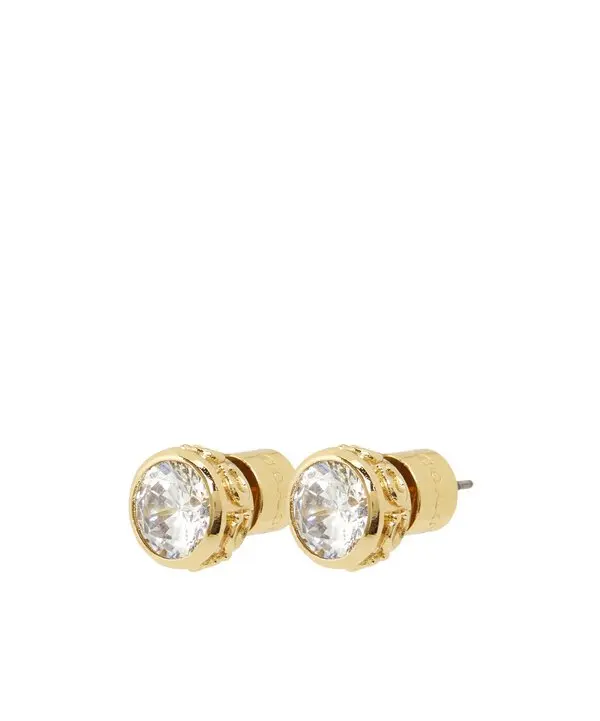 COACH Round Stud Earrings With Embossed Logo - Yellow