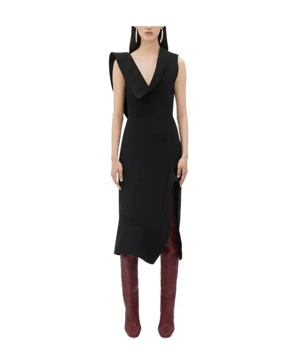 Bottega Veneta Asymmetrical V-neck Midi Dress