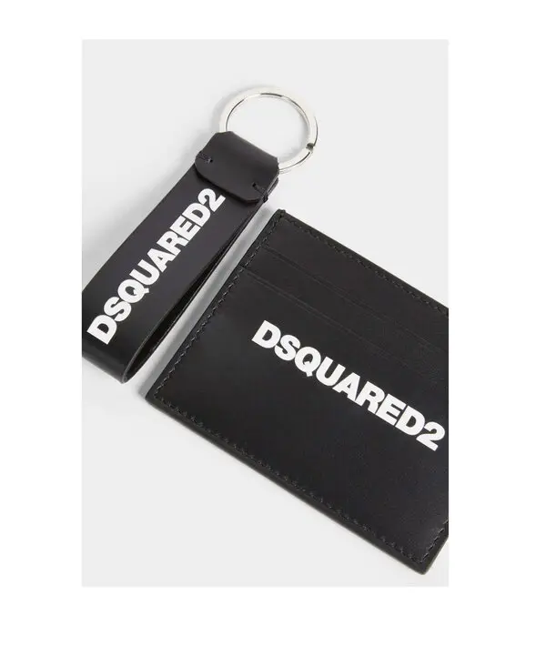 Dsquared2 Logo Printed Credit Card Holder Keyring Set