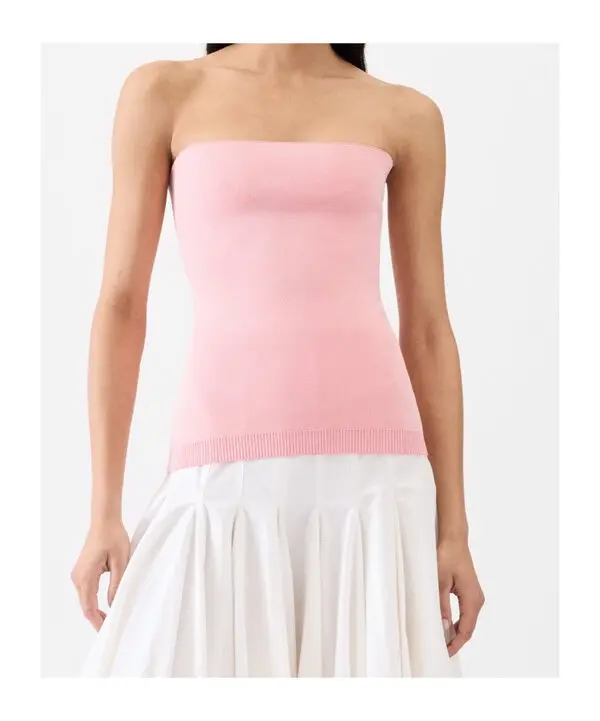 Jacquemus Strapless Knit Top With Back Buttons - Light Pink
