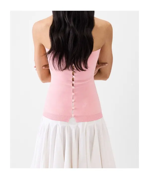 Jacquemus Strapless Knit Top With Back Buttons - Light Pink