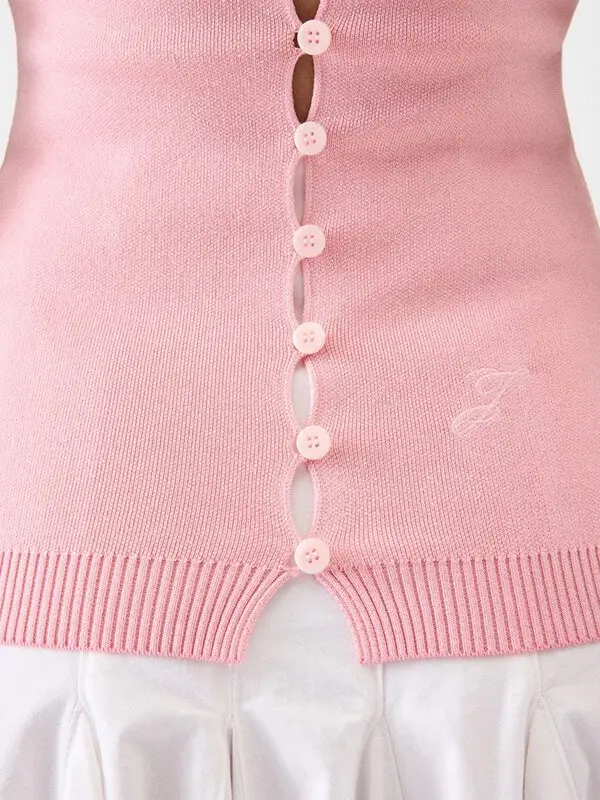 Jacquemus Strapless Knit Top With Back Buttons - Light Pink