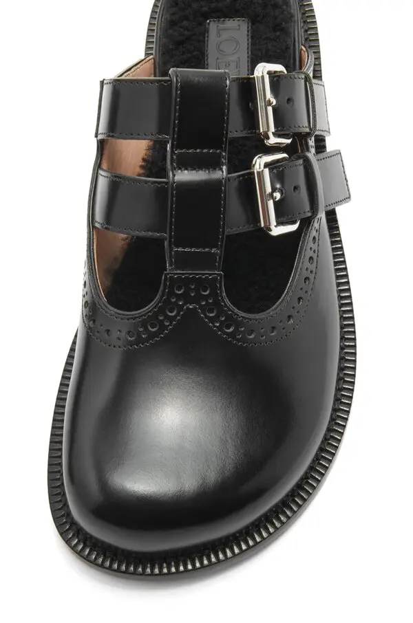 Loewe Campo Mary Jane Mule In Brushed Calfskin And Shearling