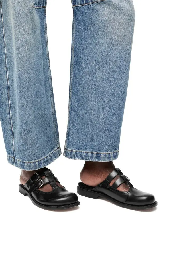 Loewe Campo Mary Jane Mule In Brushed Calfskin And Shearling