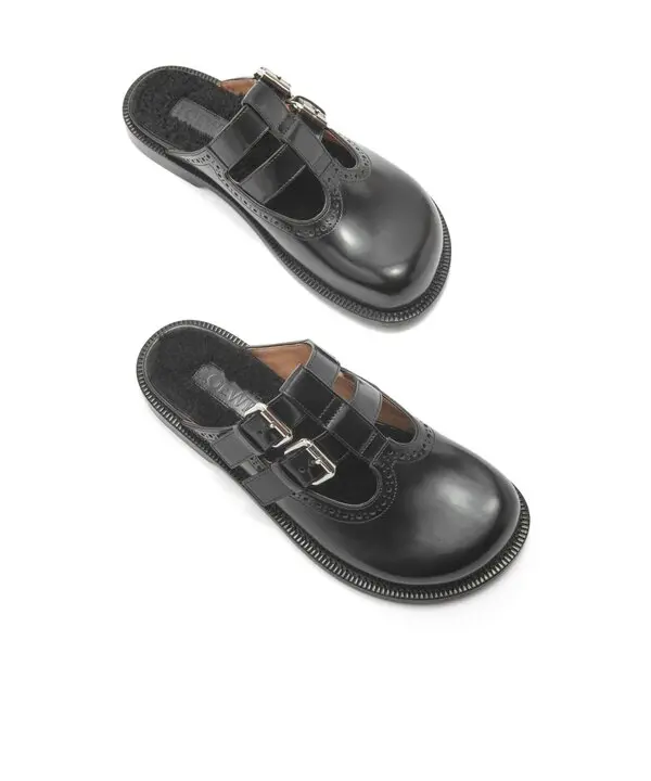 Loewe Campo Mary Jane Mule In Brushed Calfskin And Shearling