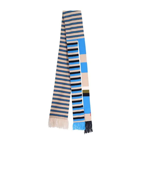 Marni Striped Fringe Detailed Scarf - Nude