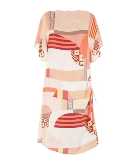 Fendi Graphic Print Ruched Mini Dress - White