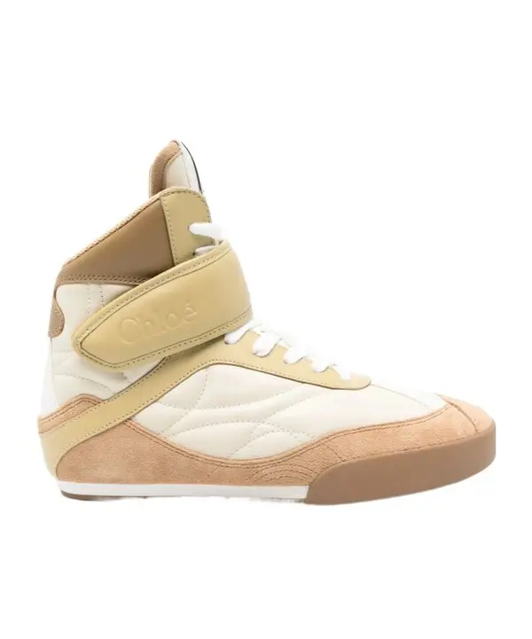 Chloé High Top Sneakers With Front Strap - Nude