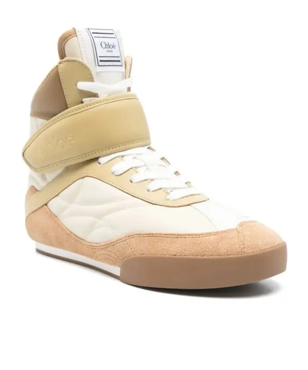 Chloé High Top Sneakers With Front Strap - Nude