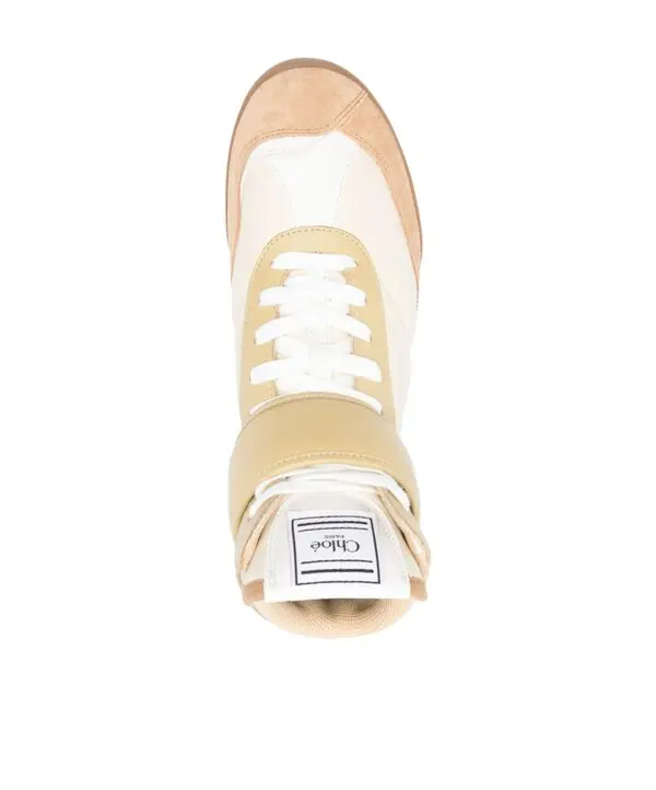 Chloé High Top Sneakers With Front Strap - Nude