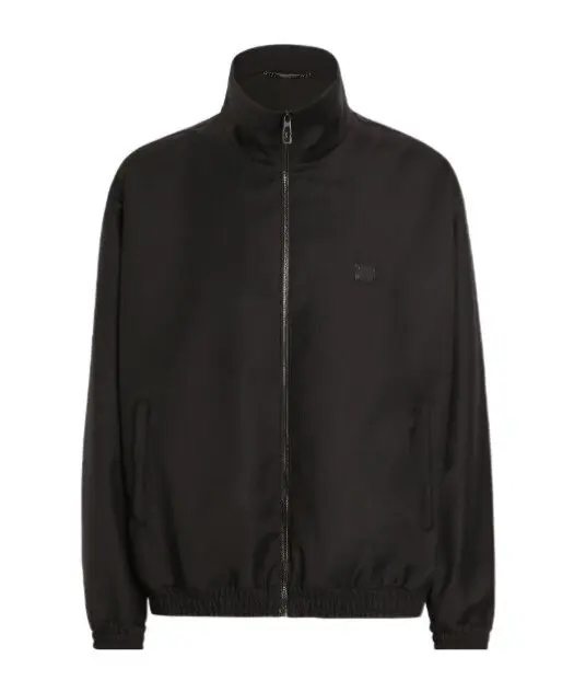 Dolce & Gabbana High Neck Zip-up Jacket With Logo Patch