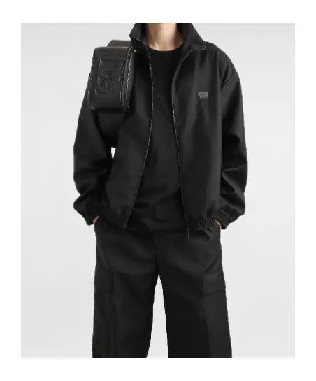 Dolce & Gabbana High Neck Zip-up Jacket With Logo Patch