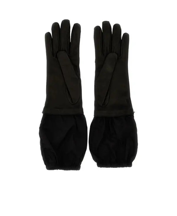 Prada Enamel Logo Panelled Gloves - Black