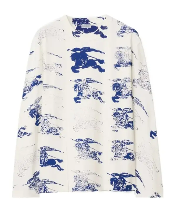 Burberry Allover Logo Printed Long Sleeved T-shirt