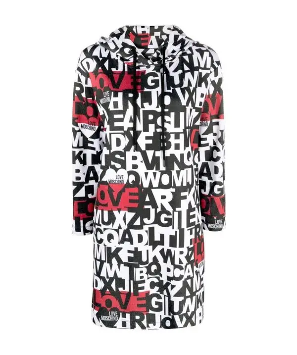 Moschino All-over Logo Print Hoodie Dress