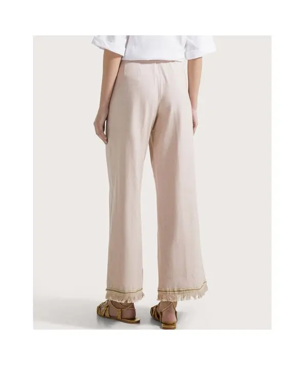 Seventy Fringed Detail Linen Trousers