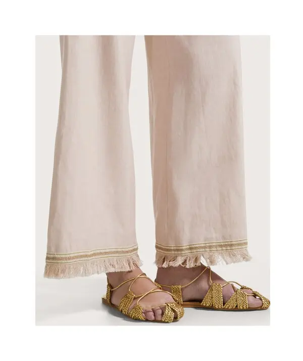 Seventy Fringed Detail Linen Trousers