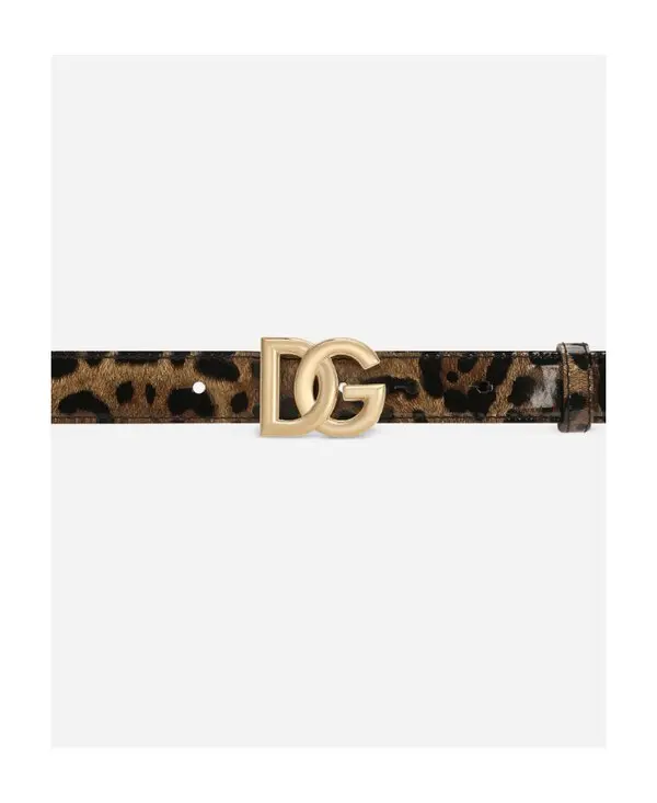 Dolce & Gabbana Leopard Print Buckle Belt - Black