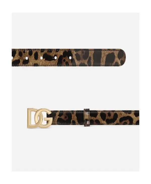 Dolce & Gabbana Leopard Print Buckle Belt - Black