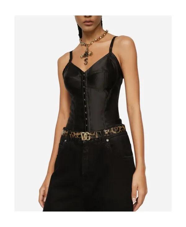Dolce & Gabbana Leopard Print Buckle Belt - Black