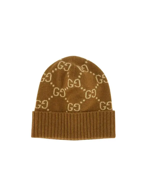 Gucci Gg Jacquard Knit Beanie - Brown