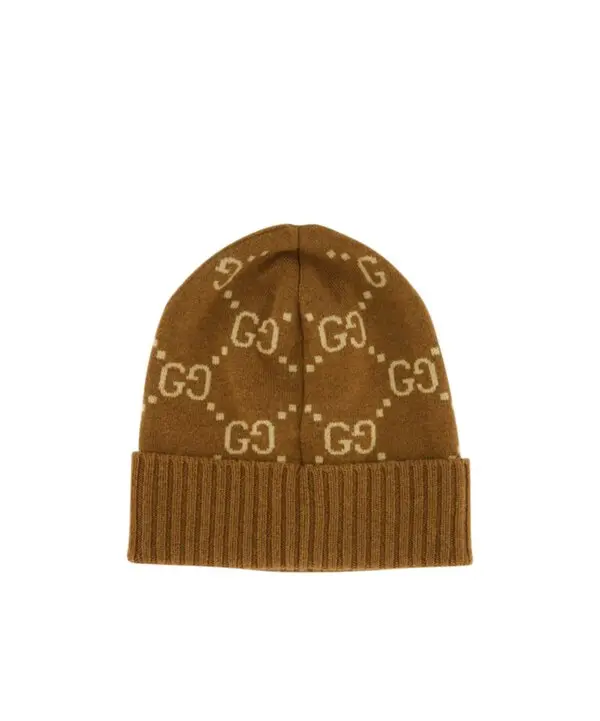 Gucci Gg Jacquard Knit Beanie - Brown