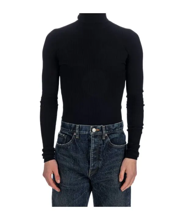 Balenciaga Ribbed Turtleneck Sweater With Logo Patch