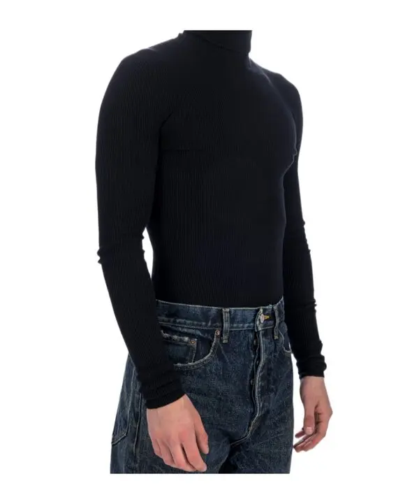 Balenciaga Ribbed Turtleneck Sweater With Logo Patch