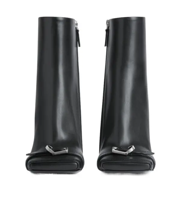 Balenciaga Square Toe Buckle Detail Ankle Boots