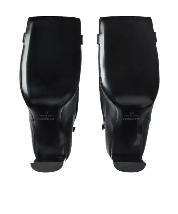 Balenciaga Square Toe Buckle Detail Ankle Boots