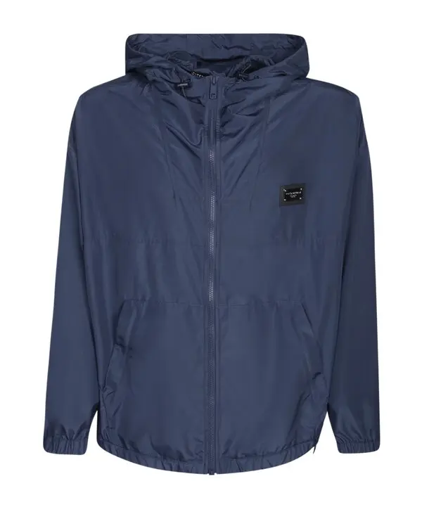 Dolce & Gabbana Logo Plaque Hooded Jacket - Blue