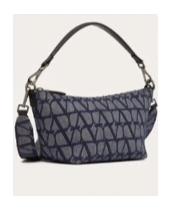 Valentino Garavani All-over Logo Motif Denim Shoulder Bag